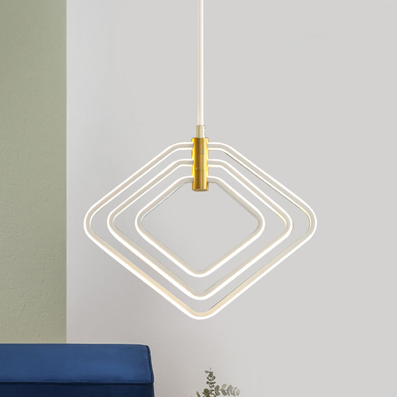 13"/16" W Rhombus Chandelier Lamp Modernism Metal Dining Room LED ...