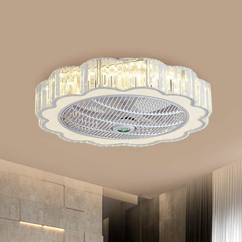Crystal Rectangle Circle Semi Flush Minimalist 23" Wide LED White ...