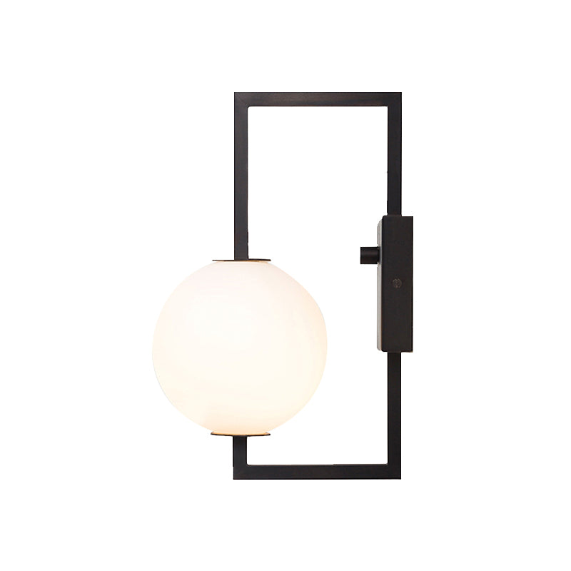 Black Rectangular Frame Wall Sconce Modern Style 1 Bulb Metal Wall ...