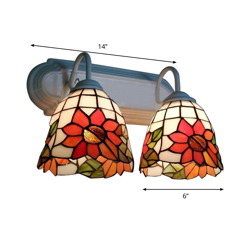 Stained Glass Orange Wall Light Fixture Sunflower 2 Heads Victorian ...