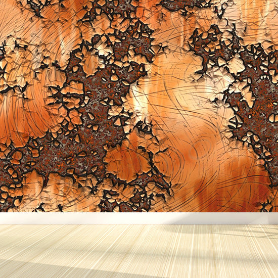 Large Rusty Metal Mural Wallpaper Cyberpunk Nostalgic Abstract Wall ...