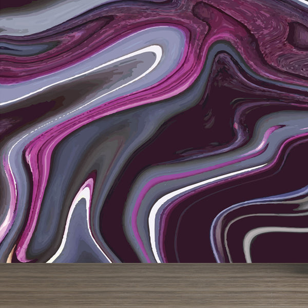 Modern Waves Mural Wallpaper for Family Room Personalized Wall Decor in ...