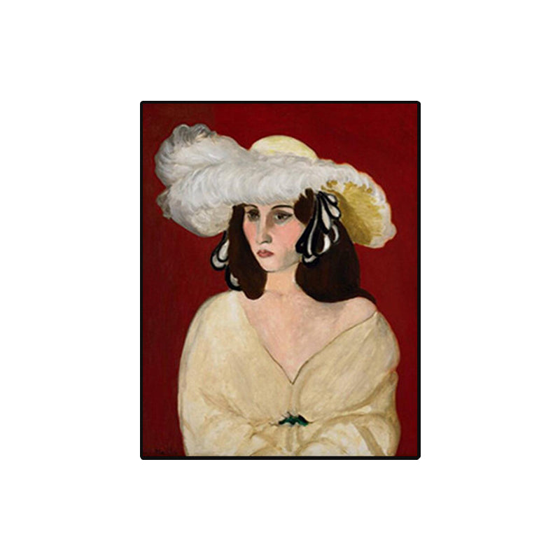 Oil Painting Canvas Impressionism Wall Art Print Hatted Maid in Red ...