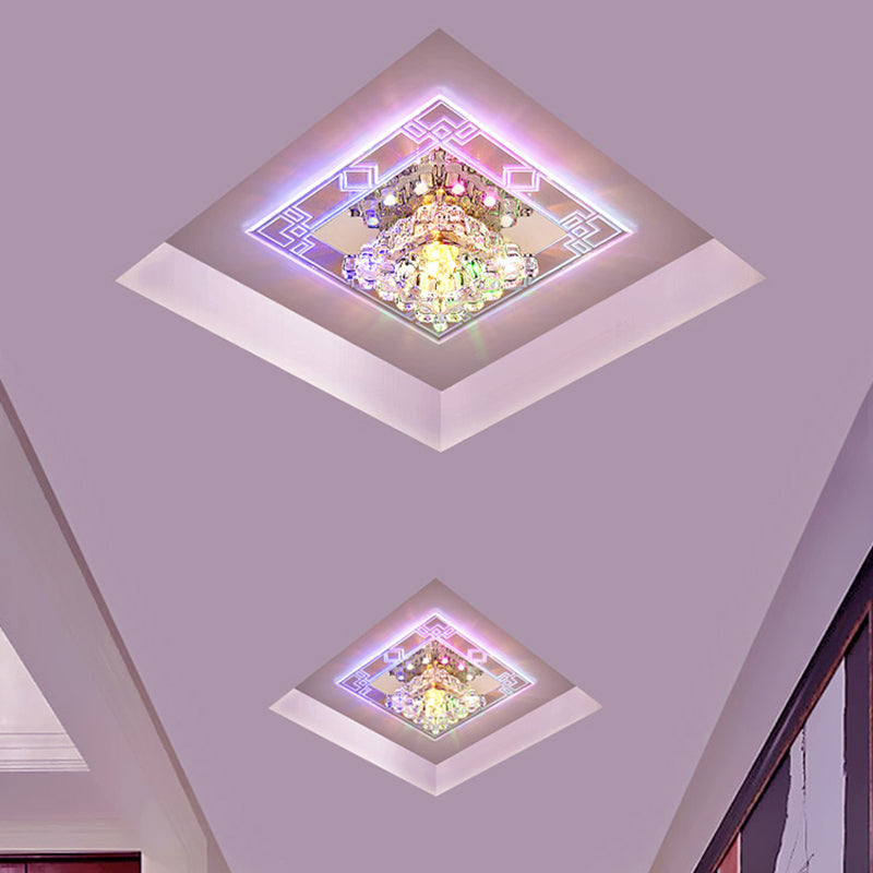 Rhombus Flush Mount Ceiling Light Modern Clear Crystal LED Hallway ...