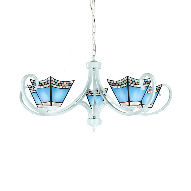 Nautical Pyramid Chandelier Light 5/6/8 Lights Blue Glass Pendant ...