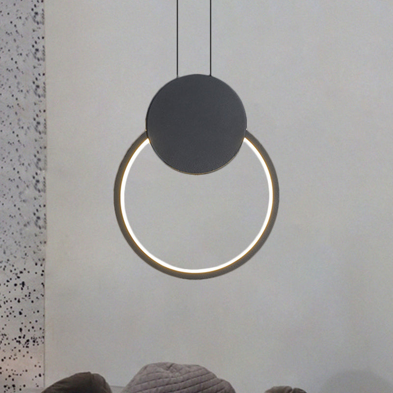 Metal Round/Rhombus Ceiling Pendant Modernist LED Black Hanging Lamp ...
