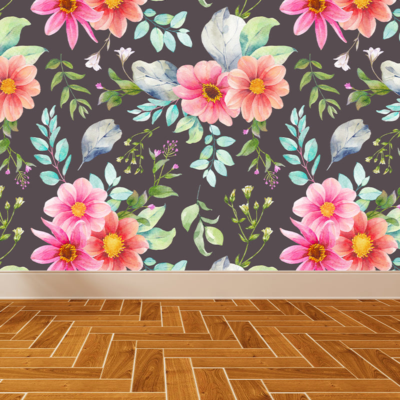 Modern Blossom Flower Print Mural Wallpaper Pastel Color Florentine ...