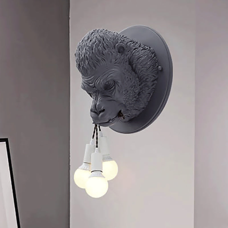 Chimpanzee Resin Wall Lamp Sconce Rustic 3 Heads Living Room Wall Light ...