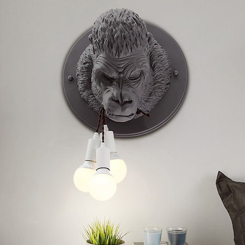 Chimpanzee Resin Wall Lamp Sconce Rustic 3 Heads Living Room Wall Light ...
