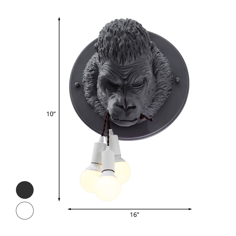 Chimpanzee Resin Wall Lamp Sconce Rustic 3 Heads Living Room Wall Light ...