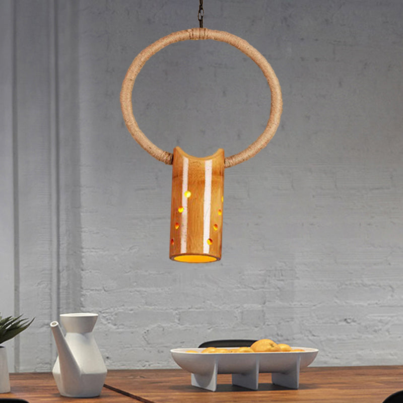 Tube Bistro Hanging Light Fixture Bamboo Rustic Ceiling Pendant Light ...