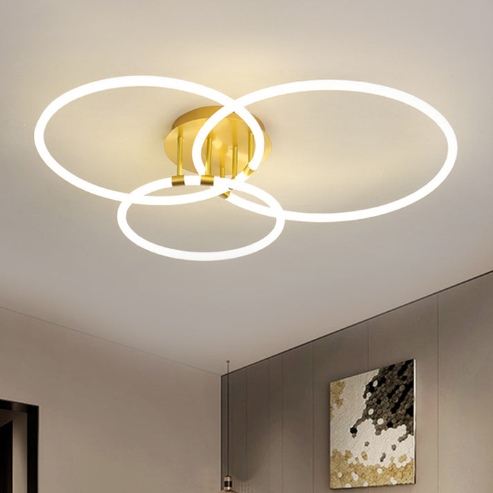 Acrylic Circle Semi Flush Mount Modern 23"/34.5" Wide LED Brass Ceiling ...