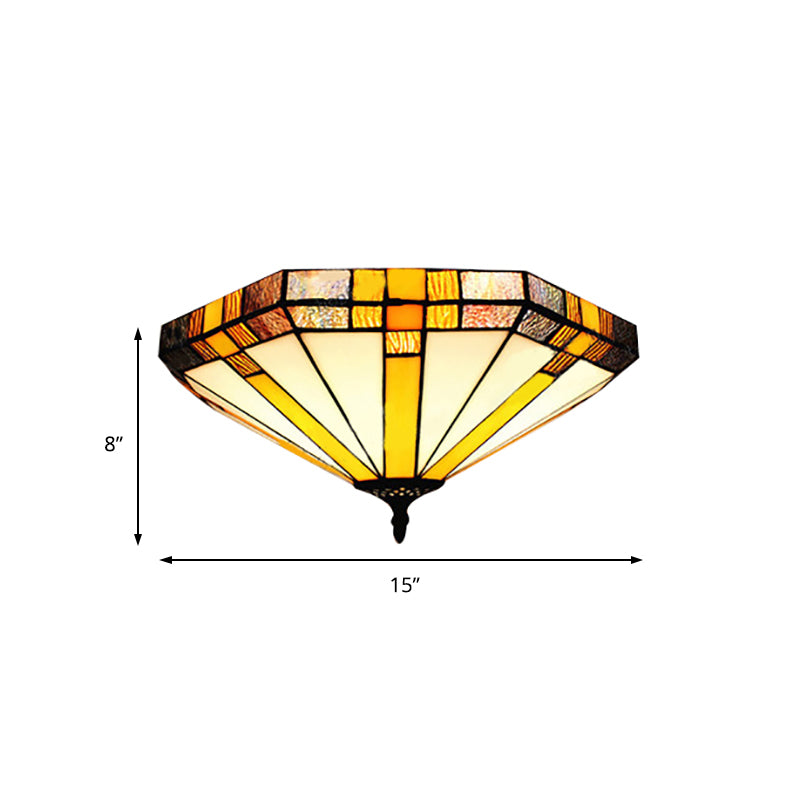 Geometric Ceiling Light Fixture Tiffany Style Stained Glass 3 Lights ...