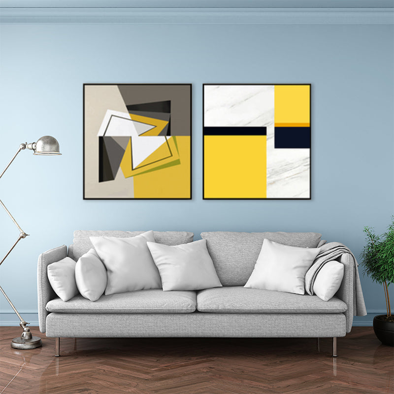 Textured Illustrated Geometry Canvas Art Contemporary Wall Decor for ...