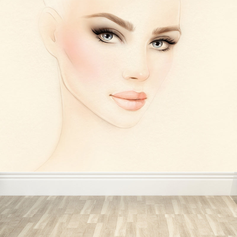 Illustration Women Face Wall Mural Giant Wall Covering for Girls ...
