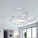 3-Blade Metal Round Pendant Fan Light Contemporary 42" Width LED Semi ...