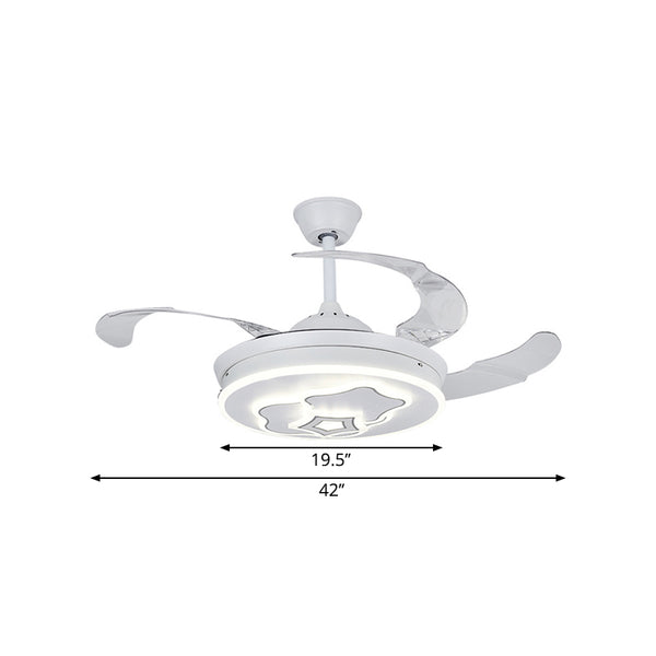 3-Blade Metal Round Pendant Fan Light Contemporary 42" Width LED Semi ...