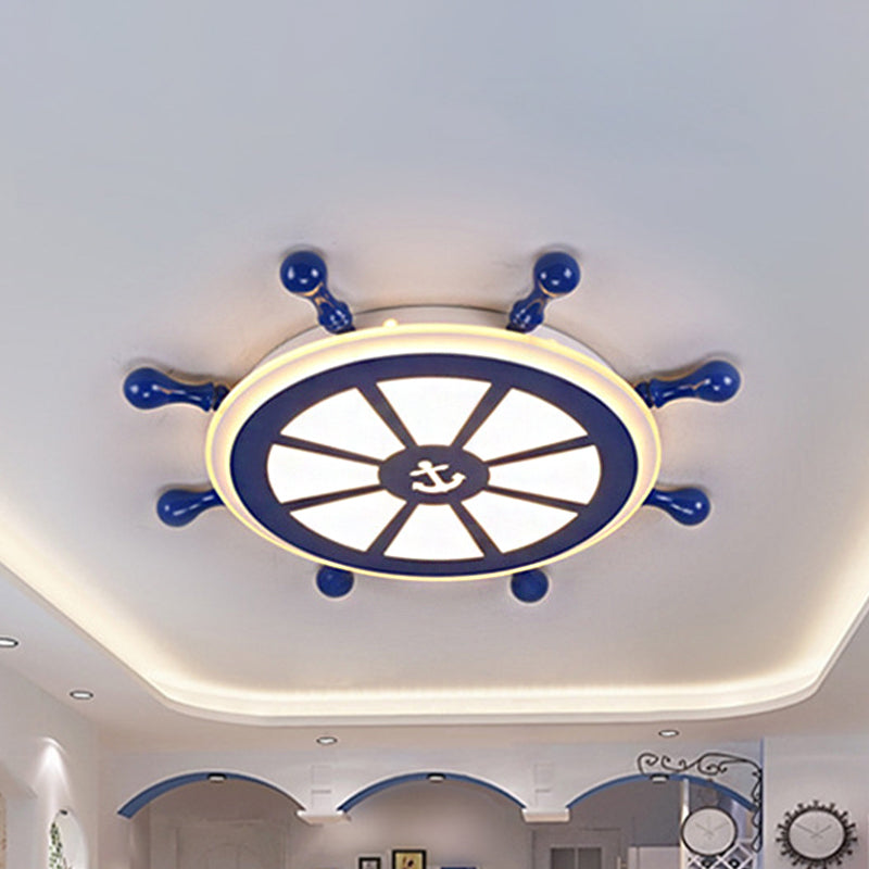 LED Bedroom Ceiling Fixture Simplicity Blue Flush Mount Light with ...