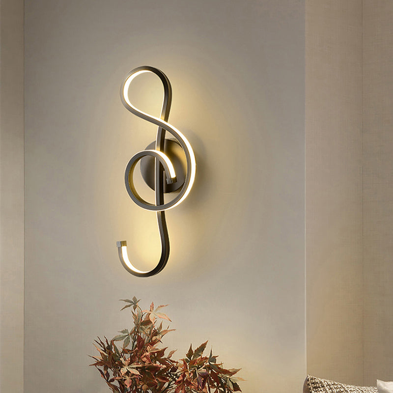 Iron Musical Note Wall Mounted Lamp Modernist Black/White LED Surface ...