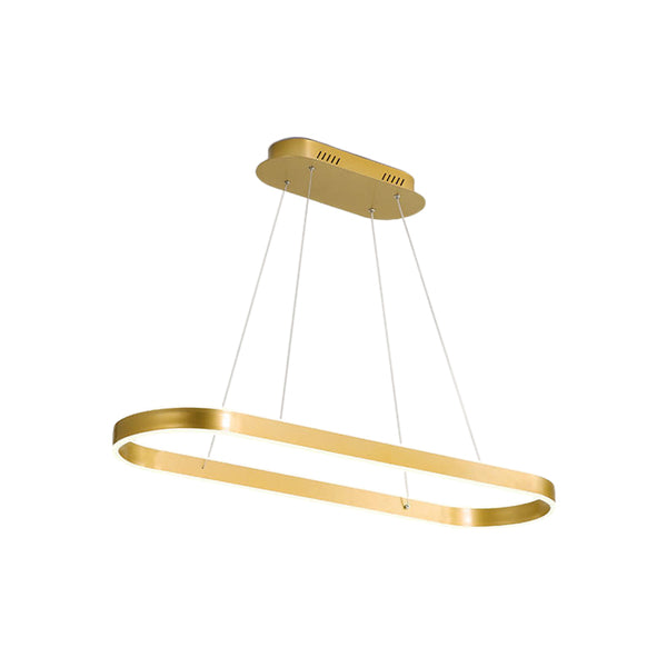 Modern Oval Frame Hanging Lamp Kit Metallic Dining Room LED Island Lamp ...