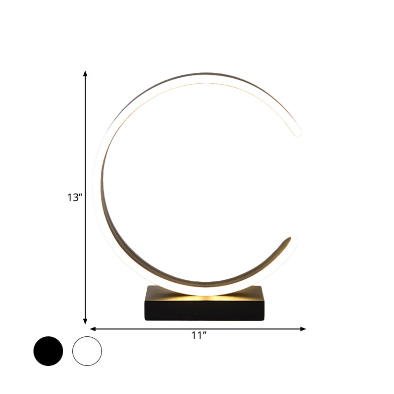 LED Bedroom Table Lamp Minimalism Black/White Nightstand Light with C ...