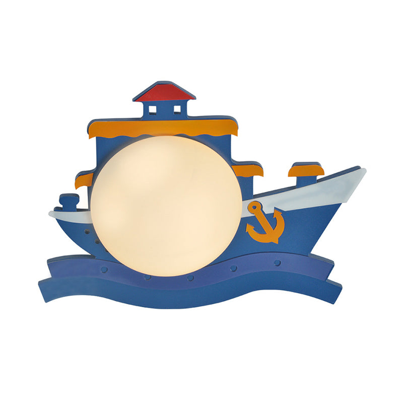 Pirate Ship Wooden Wall Mounted Fixture Kids Pink/Blue LED Wall Sconce ...