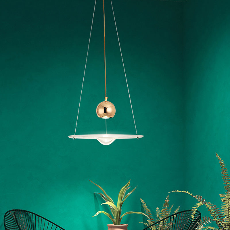 Clear Glass Disc Pendant Lamp Cafe Dining Room 1 Light Modern Hanging ...