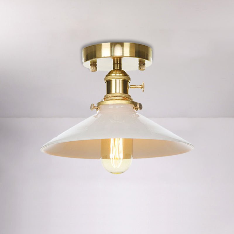 Metal Cone-shaped Ceiling Light Fixture One-light Vintage Semi Flush ...