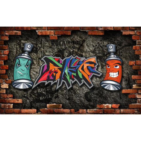 Fancy Graffiti Pattern Mural Wallpaper Contemporary Non-Woven Material ...