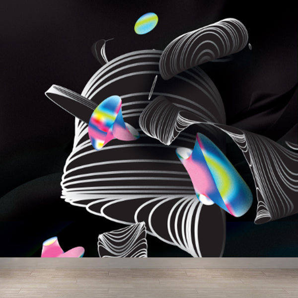 Contemporary Graffiti Pattern Mural Soft Color Stain Resistant Wall Art ...