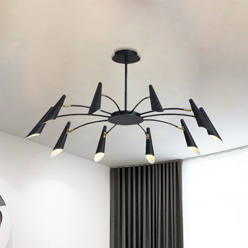 10-Head Horn Ceiling Lamp Contemporary Metallic Chandelier Light in ...