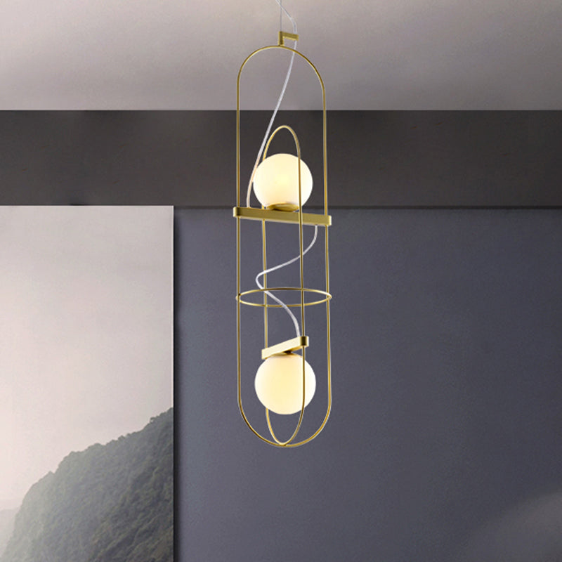Double Light Oblong Hanging Pendant Lamp Post Modern Metal Suspension ...