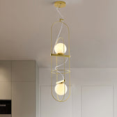 Double Light Oblong Hanging Pendant Lamp Post Modern Metal Suspension ...