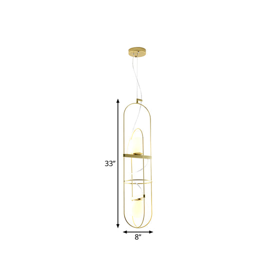 Double Light Oblong Hanging Pendant Lamp Post Modern Metal Suspension ...