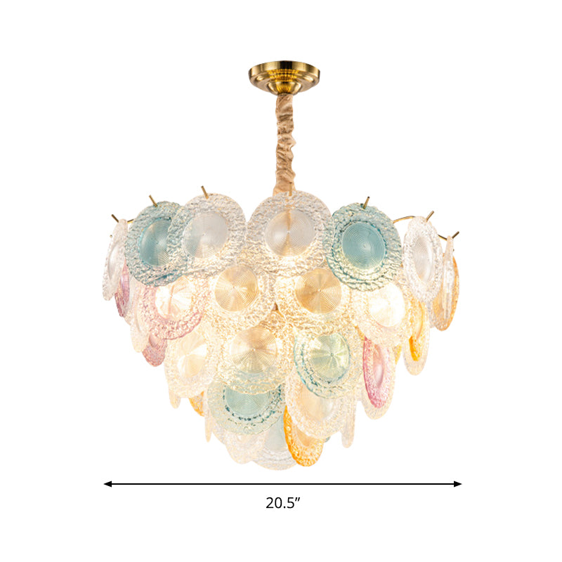 European Style Multi-Colored Chandelier Circle Panel 11 Lights Crystal ...