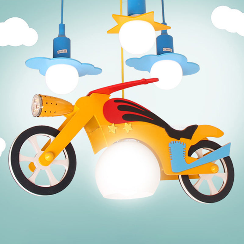 Child Bedroom Motor Pendant Light Cartoon Cute Hanging Light in Yellow ...