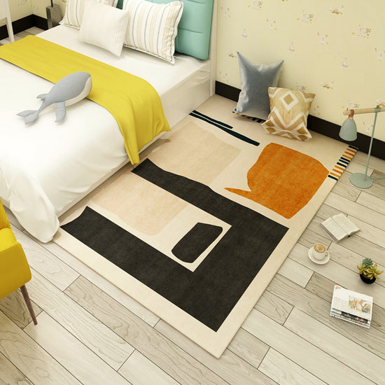 Multi Color Bold Area Rug Synthetics Colorblock Abstract Carpet Stain ...
