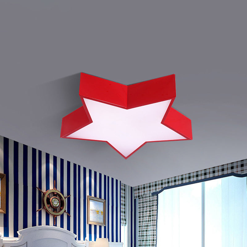 Five-Pointed Star LED Flush Mount Lamp Kids White/Red/Blue Close to ...