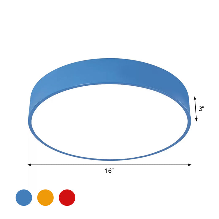 Circular Acrylic Ceiling Mounted Fixture Children Style Red/Yellow/Blue ...