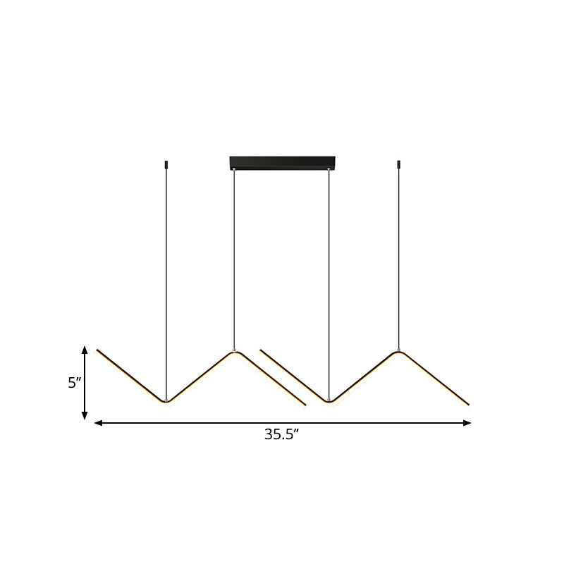 Zigzag Shaped Metal Hanging Lamp Simple Black/Gold LED Island Pendant ...