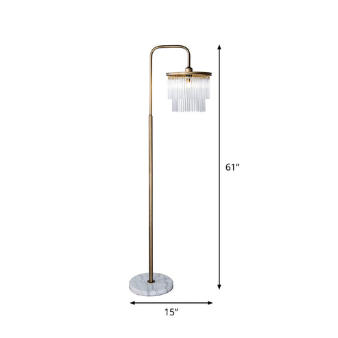 Single Standing Lamp Classic 2-Tiered Clear Flute Crystal Floor Light ...