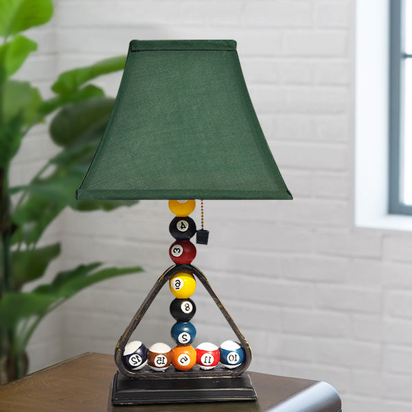 1 Bulb Snooker Pull Chain Table Lamp Kit Traditional Green Fabric ...