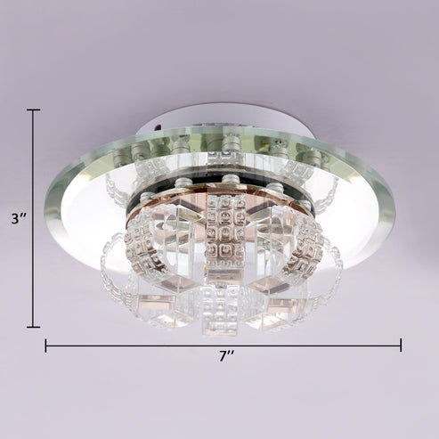Clear Crystal Block Flush Mount Ceiling Light Round Flushmount Ceiling ...