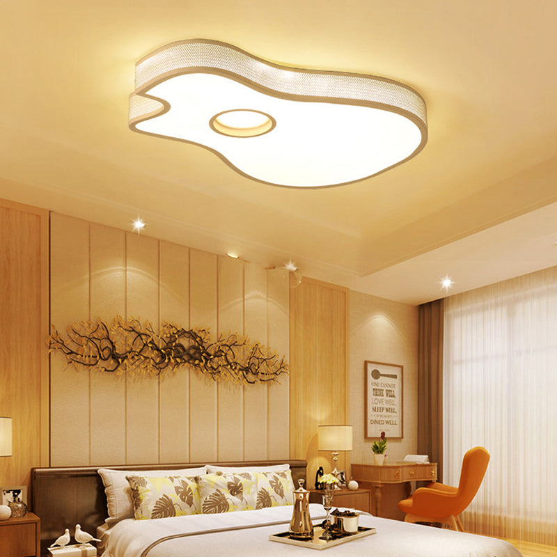 Creative White LED Flush Ceiling Light Guitar Shape Acrylic Ceiling ...