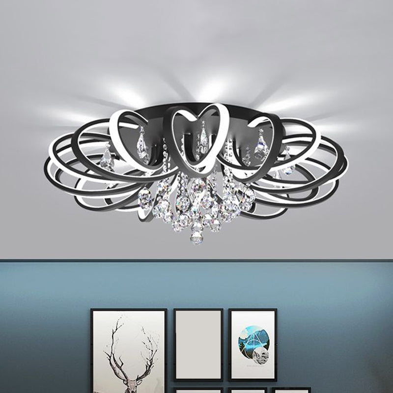 Black Swooping Flush Mount Fixture Modern Style LED Acrylic Ceiling ...