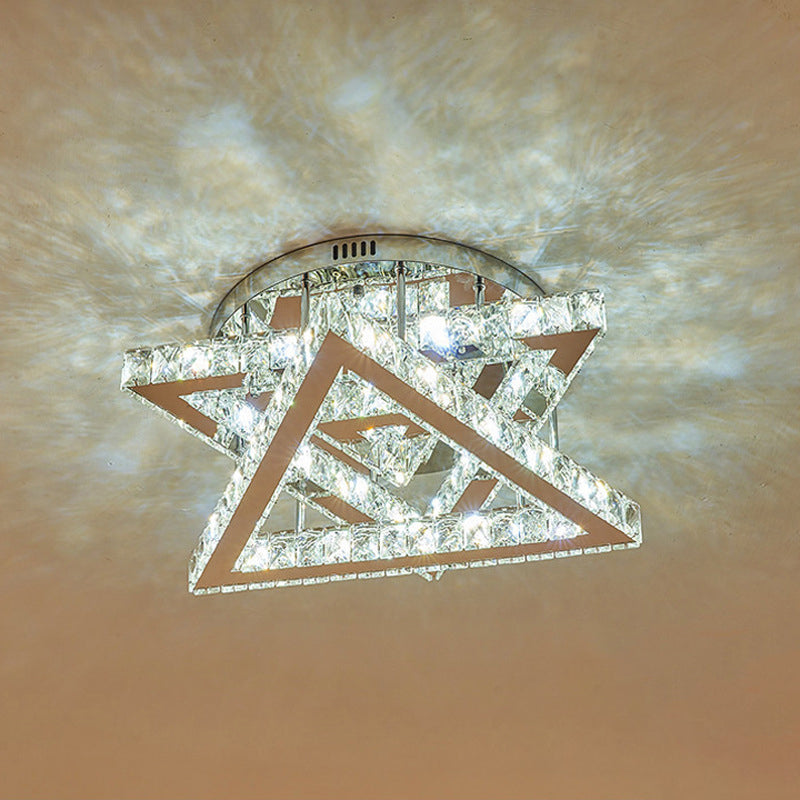 Clear Crystal Triangle Ceiling Fixture Modernity LED Flush Mount Lamp ...