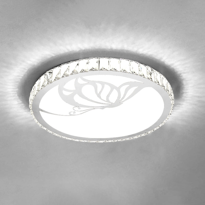 Crystal Round Ceiling Fixture Modernist LED White Flush Light in Warm ...