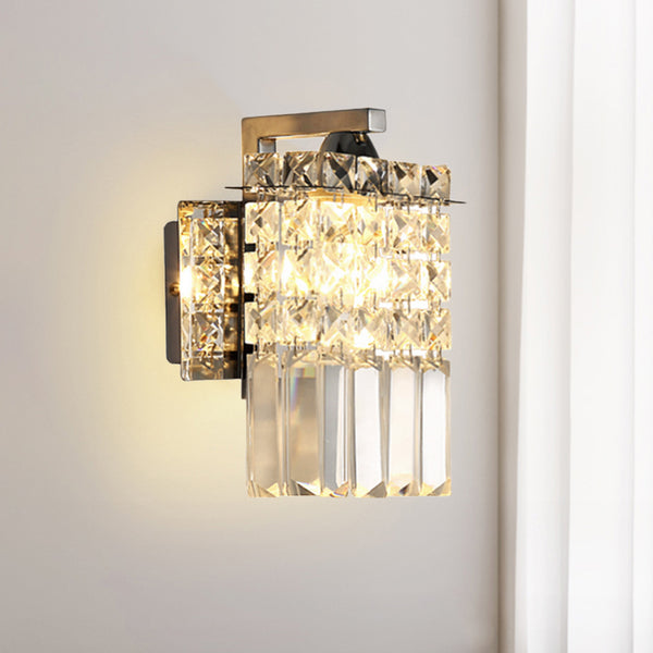 Rectangle Wall Light Crystal Block Wall Sconce in Chrome with Crystal ...