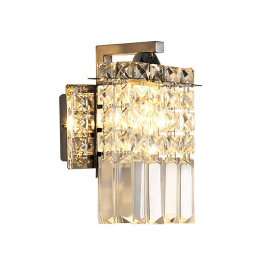 Rectangle Wall Light Crystal Block Wall Sconce in Chrome with Crystal ...