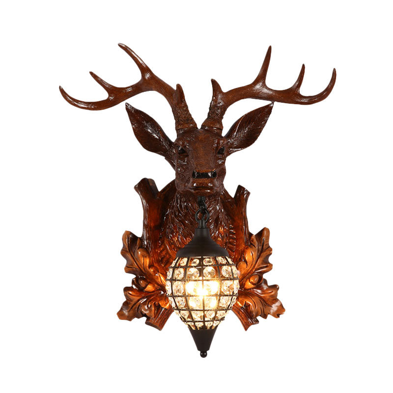 Traditional Metal Deer Wall Sconce Crystal Mesh Cone Shade Wall Light ...